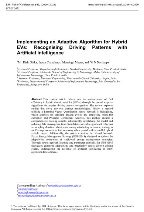 Pdf Implementing An Adaptive Algorithm For Hybrid Evs Recognising