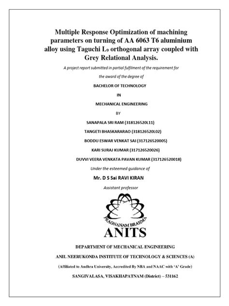 Multiple Response Optimization Of Machining Parameters On Turning Of Aa