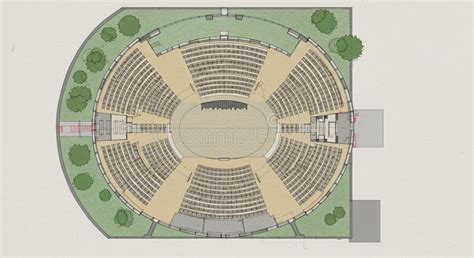 Circular Amphitheater Architectural Floor Plan With Seating Arranged In