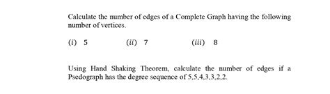 Solved Calculate The Number Of Edges Of A Complete Graph Chegg
