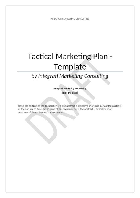 Doc Tactical Marketing Plan Template V1 0 Dokumen Tips