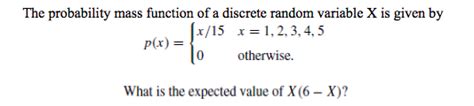 Solved The Probability Mass Function Of A Discrete Random Chegg