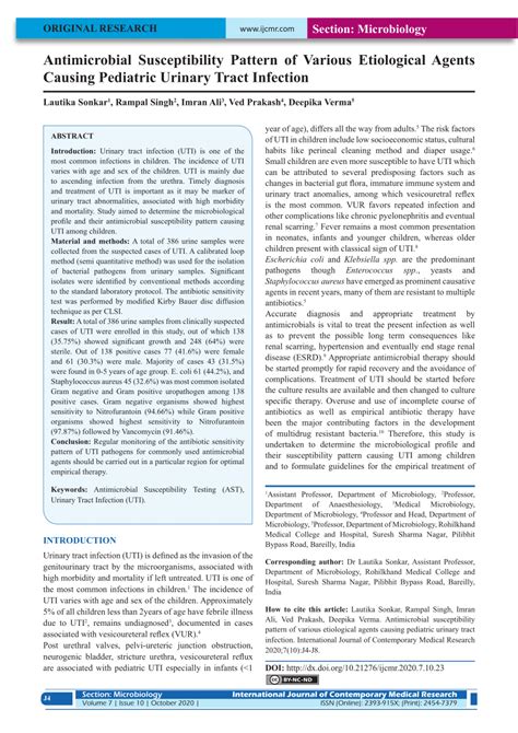 Pdf Antimicrobial Susceptibility Pattern Of Various Etiological