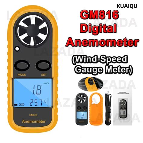 Gm816 Digital Anemometer Wind Speed Mini Air Velocity Airflow Temperature With Lcd Backlight