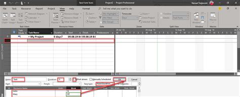 creating fixed duration task using task form in ms project 2019 nenad