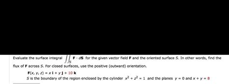 Solved Evaluate The Surface Integral