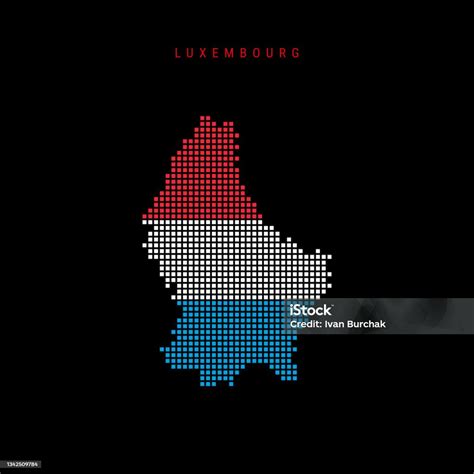 룩셈부르크의 사각형 점 패턴지도 깃발 색이 있는 점선 픽셀 맵입니다 벡터 일러스트레이션 0명에 대한 스톡 벡터 아트 및 기타