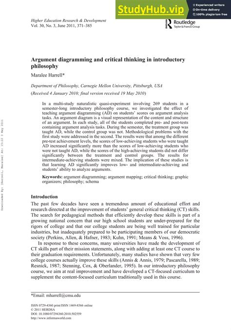 Argument Diagramming And Critical Thinking In Introductory Philosophypdf Argument Diagramming And Critical Thinking In Introductory Philosophypdf