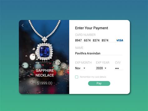 Daily UI 002 Credit Card Payment By Pavithra Aravindan On Dribbble Daily UI 002 Credit Card Payment By Pavithra Aravindan On Dribbble