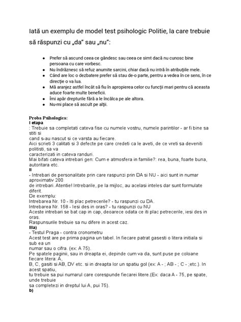 Teste Psihologice Politie Pdf