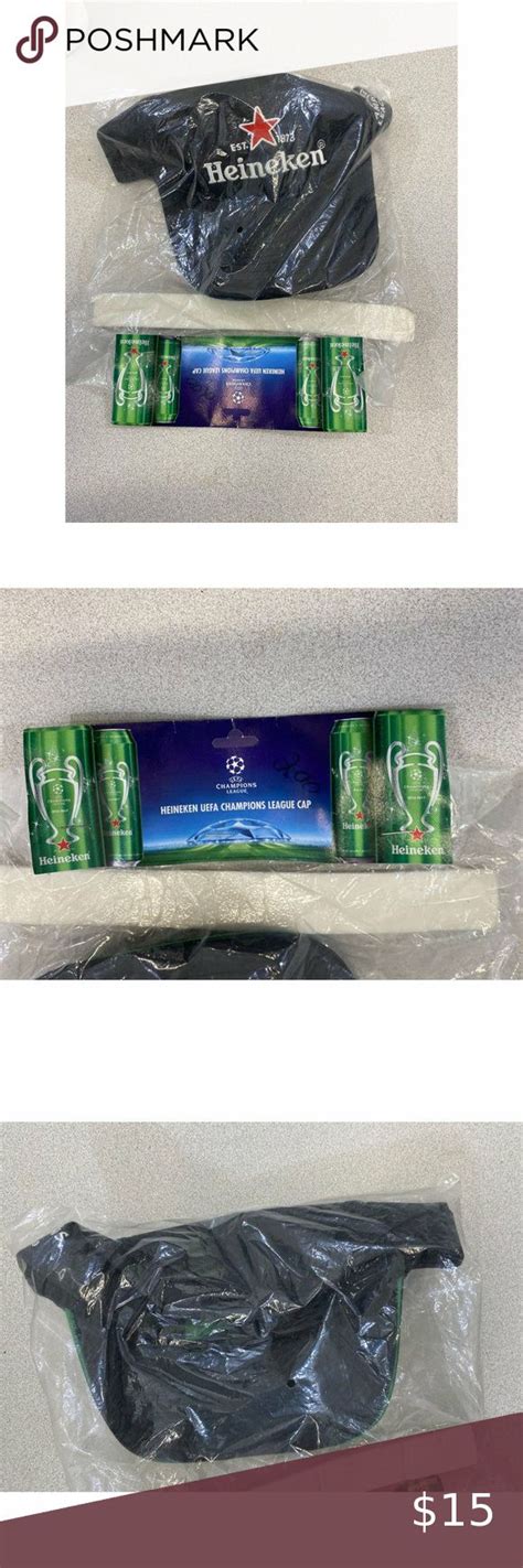Heineken Uefa Champions League Cap Black Green Hook And Loop Hat New