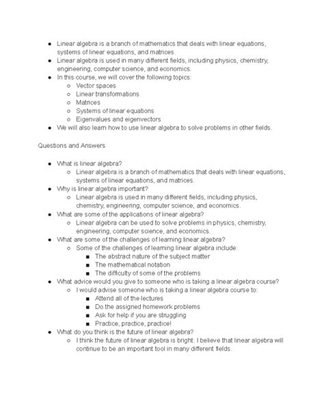 Introduction To Linear Algebra Linear Algebra Is A Branch Of