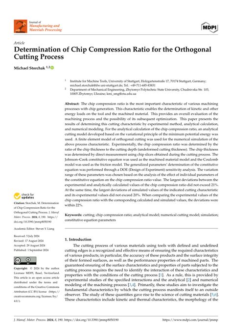 Pdf Determination Of Chip Compression Ratio For The Orthogonal