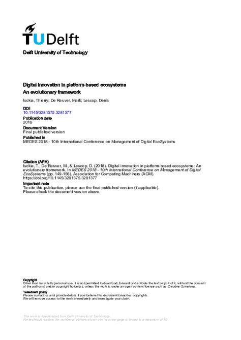 Pdf Digital Innovation In Platform Based Ecosystems