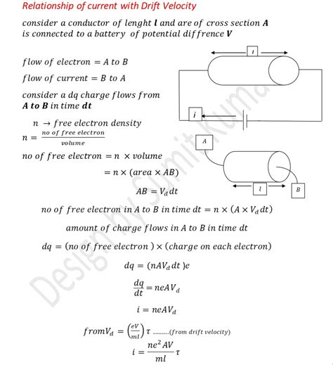 Derivation Of Relationship Of Current With Drift Velocity Scientific