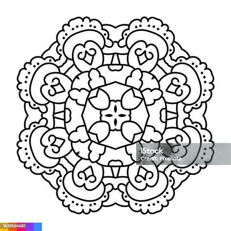 색칠하기 책 페이지를 위한 만다라 아트 디자인 그래픽 프린트에 대한 스톡 벡터 아트 및 기타 이미지 그래픽 프린트 꽃 식물