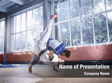 Fighters Two Judo Showing Technical Powerpoint Template Fighters Two