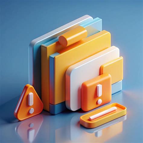 3d Folder With Exclamation Mark Folder Error Warning And Notification