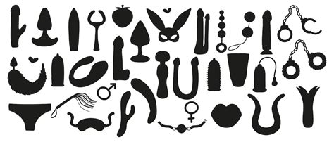 Premium Vector Set Of Silhouettes Of Sex Toys Set Of Adult Toys