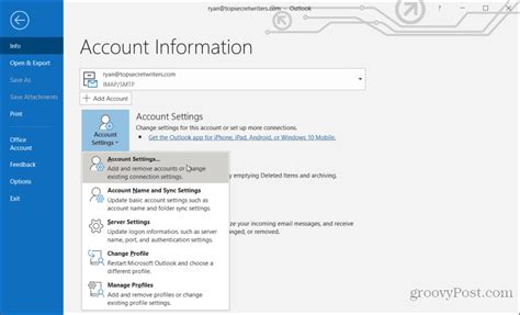how to make outlook open to a specific default account