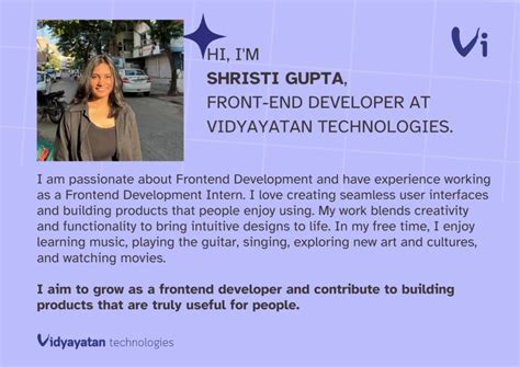 Shristi Gupta On Linkedin Career Update I Have Joined Vidyayatan Technologies As A Front End
