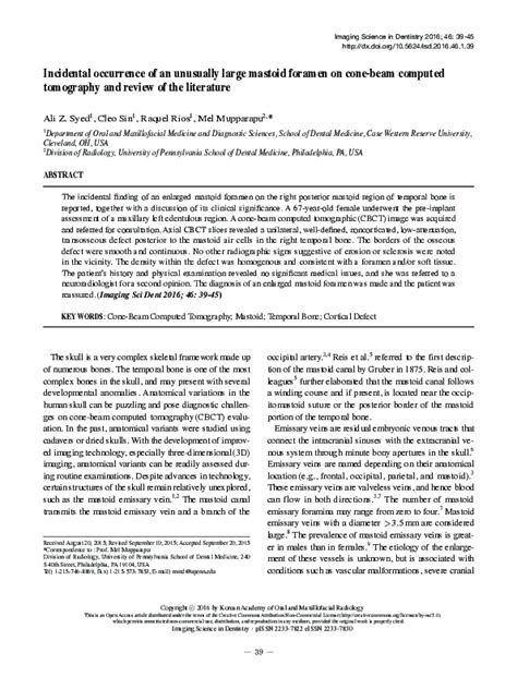 Pdf Incidental Occurrence Of An Unusually Large Mastoid Foramen On
