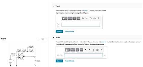 Solved Part A Determine The Gain Of The Inverting Amplifier