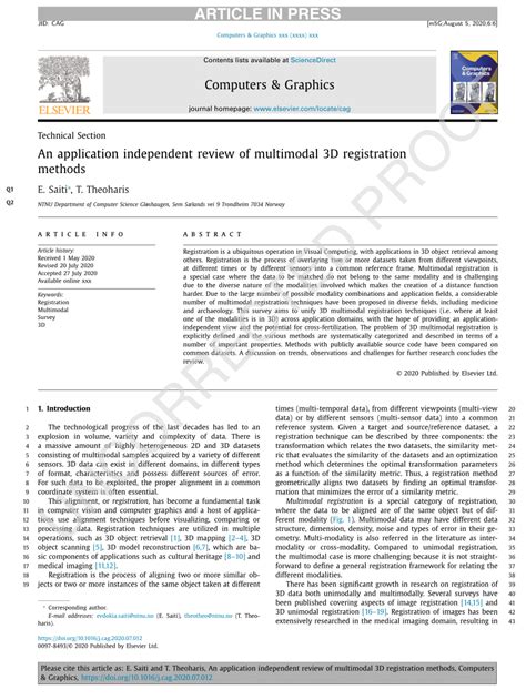 Pdf An Application Independent Review Of Multimodal 3d Registration