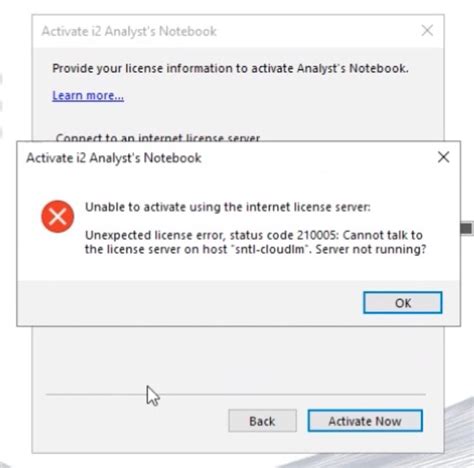 Unexpected License Error Status Code 210005 Cannot Talk To The License Server