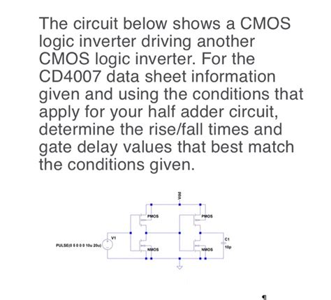 The Circuit Below Shows A Cmos Logic Inverter Driving