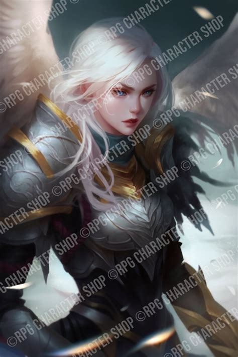 Female Aasimar Paladin Character Portrait Etsy