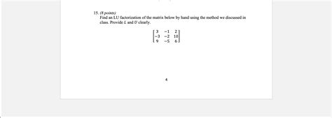 Solved 8 ﻿points Find An Lu Factorization Of The Matrix