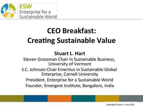 The Sustainable Value Framework