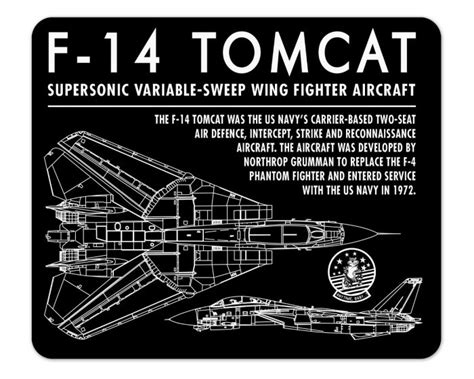 F 14 Tomcat Detailed Schematic Mouse Pad 1 8 Thick Future Of Flight Vibrant Colors And Comfort