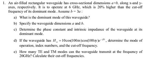 solved an air filled rectangular waveguide has