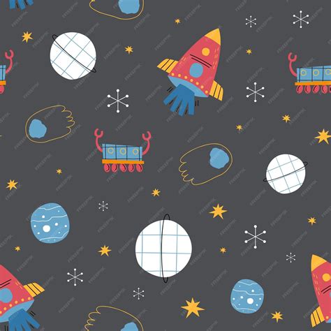 Premium Vector Cute Space Seamless Pattern Graphic