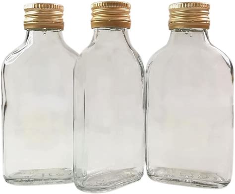 20 X Flask Glass Bottles 100 Ml 01l And Metal Screw Caps Twist On