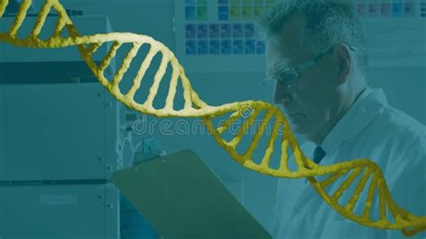 Male Scientist Holding Clipboard And Reading Data In Tech Lab Showing