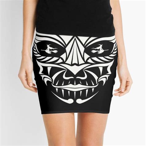 Halloween Spooky Witch Mask Mini Skirt For Sale By Tatt Hooligans