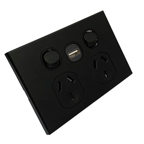 Double Powerpoint With Usb A Socket Saa Slim Black Krona