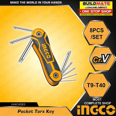 Ingco Pocket Torx Key 8pcsset Hhk14083 •buildmate• Iht — Buildmate