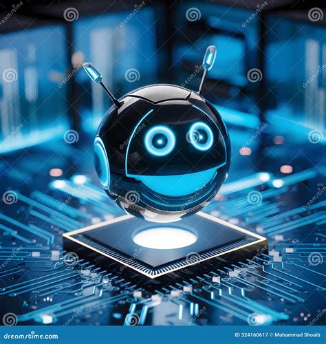 Futuristic Image Of Spherical Robotic Entity Amidst Blue Digital