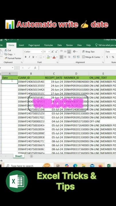 how to automatically write date in excel tips and tricks💯💡 exceltips