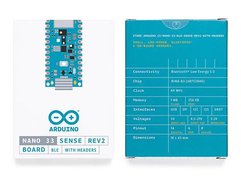 Arduino Nano 33 Ble Sense Rev2 With Headers — Arduino Official Store