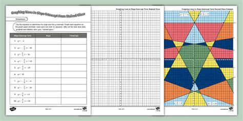 Eighth Grade Graphing Lines In Slope Intercept Form Stained Glass Activity