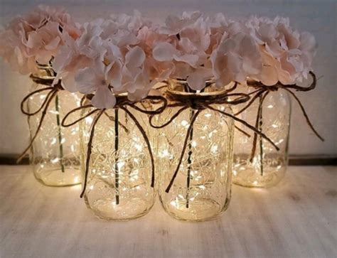 6 Pc Set Hydrangea Centerpieces Quart Size Glassy Gal Decor