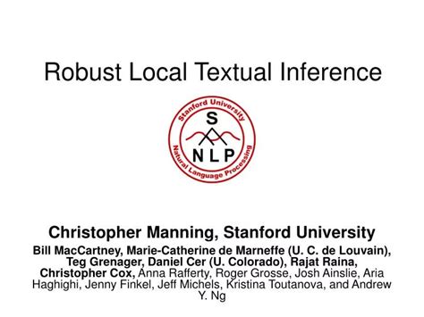 Ppt Robust Local Textual Inference Powerpoint Presentation Free Download Id1420834