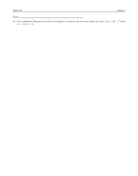 solved math ii nam 14 use a midpoint riemann sum with 4