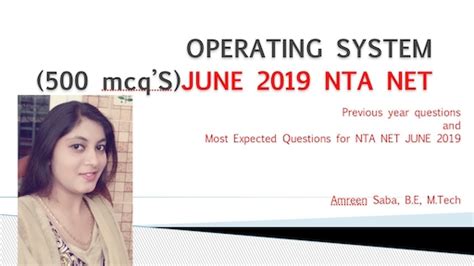 Nta Ugc Net And Set Exams Operating System Mcqs June 2019 Nta Net Part 5 Offered By Unacademy