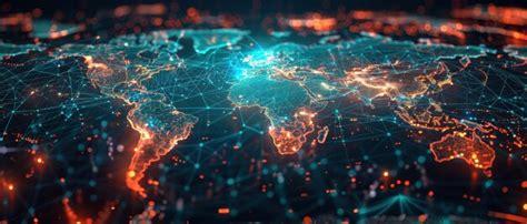 Illuminated Global Connectivity Abstract Digital World Map With Glowing Lines Premium Ai